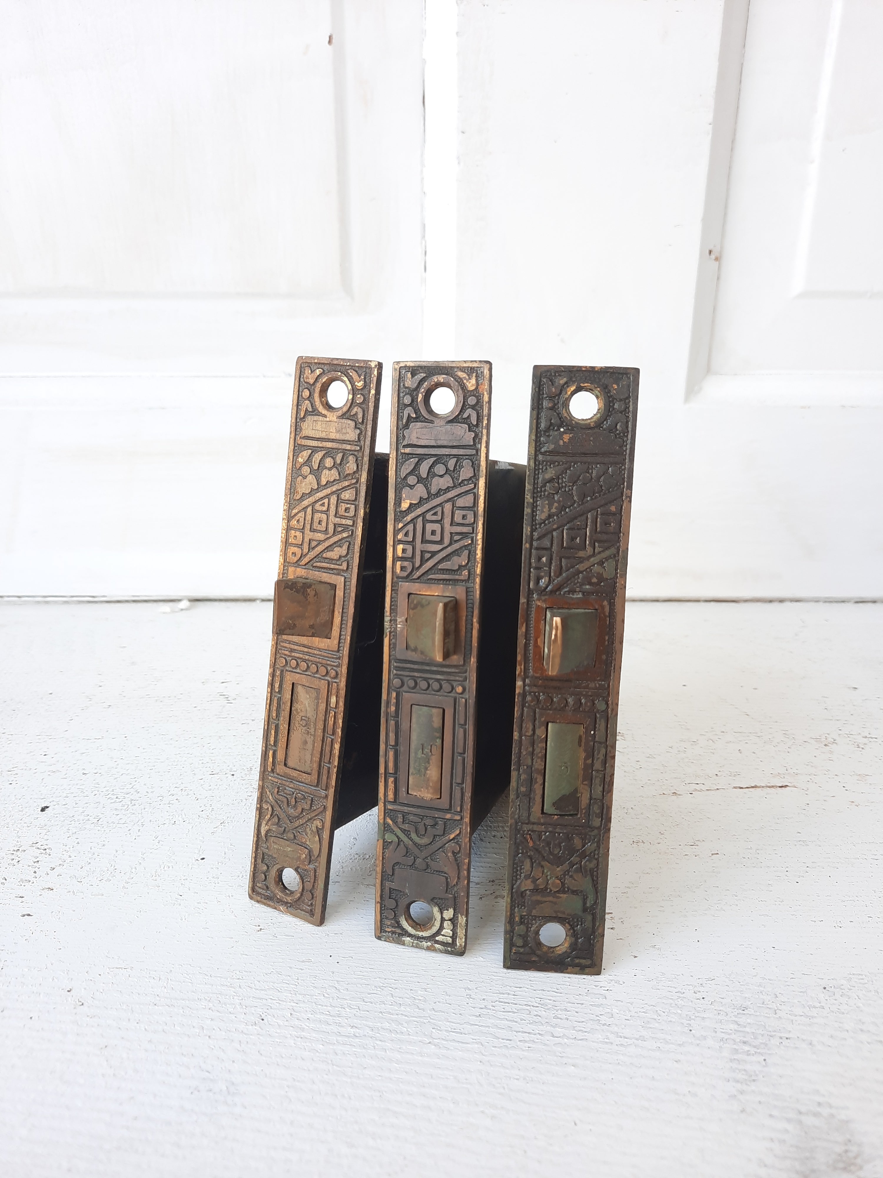 Three Ceylon Pattern Eastlake Design Mortise Locks, Aesthetic Pattern ...