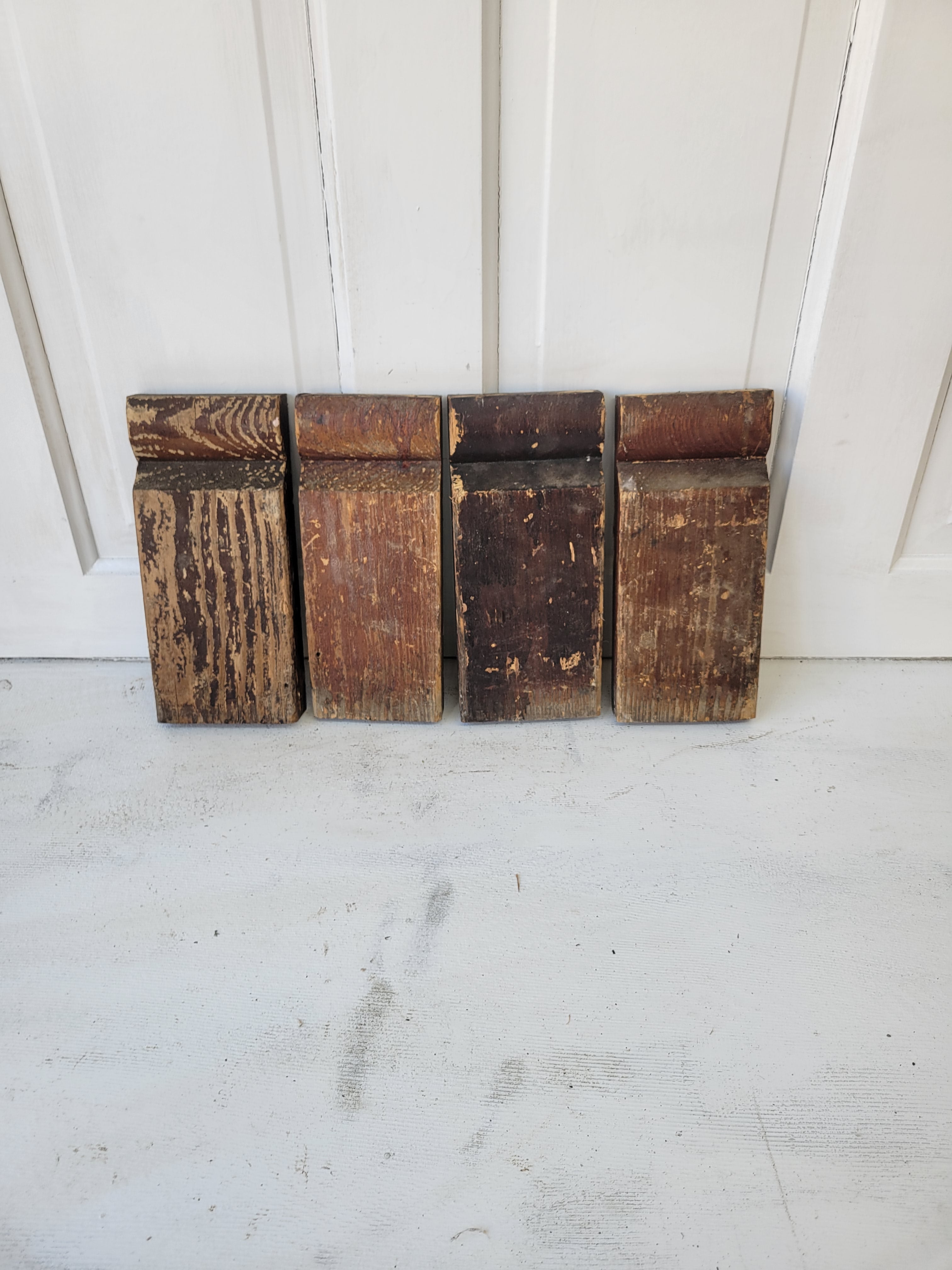 4 Matching Antique Plinth Blocks, Base Trim Corner Blocks #062101 ...
