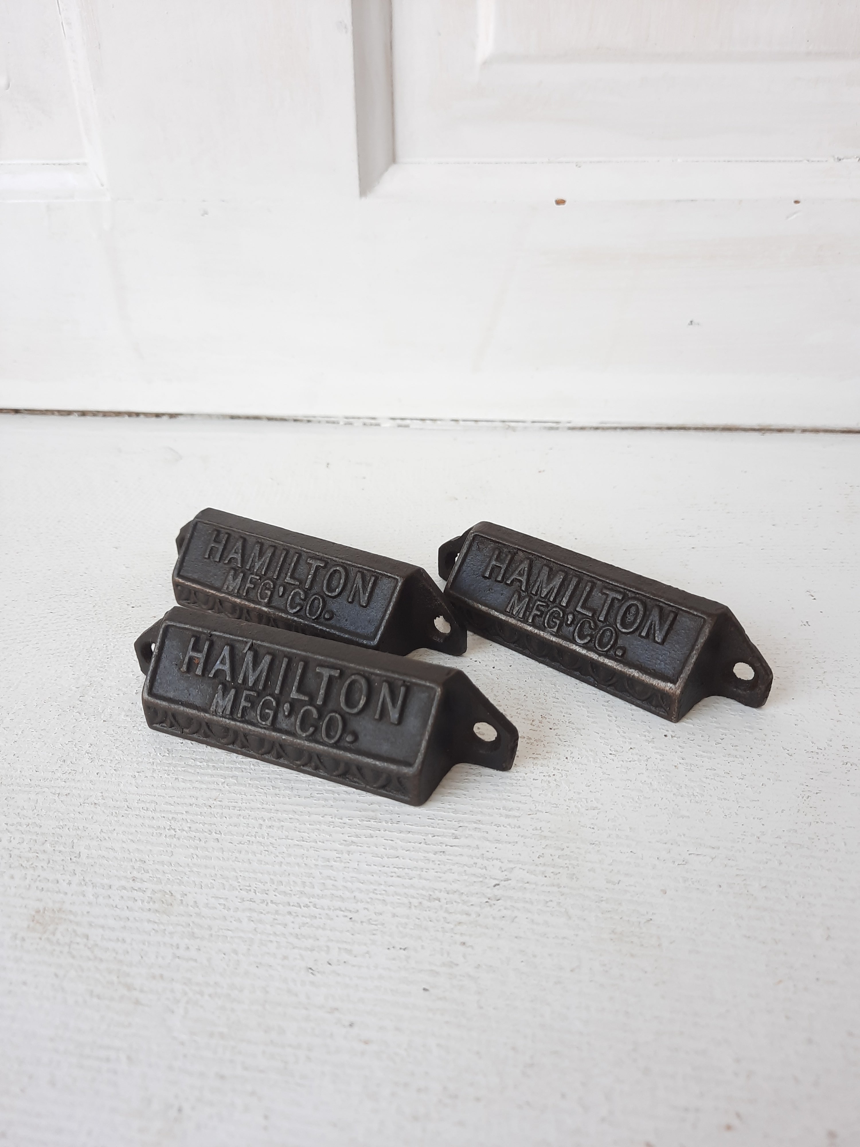 Three "Hamilton" Cast Iron Type Setter Drawer Pulls or Handles – Peoria ...