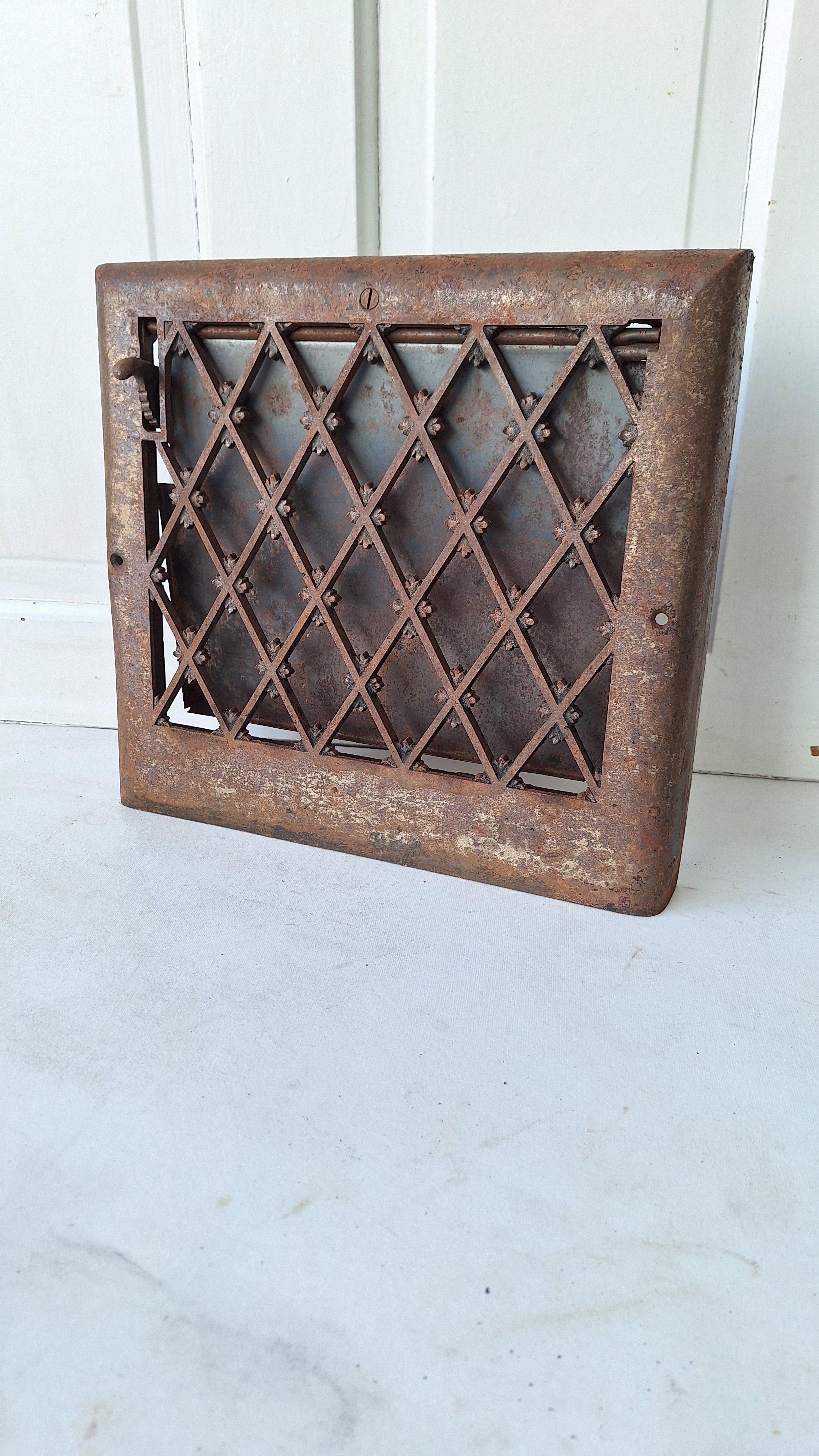 14 x 13" Vintage Wall Vent, Baseboard Vent, Heating Vent Cover, Angled ...
