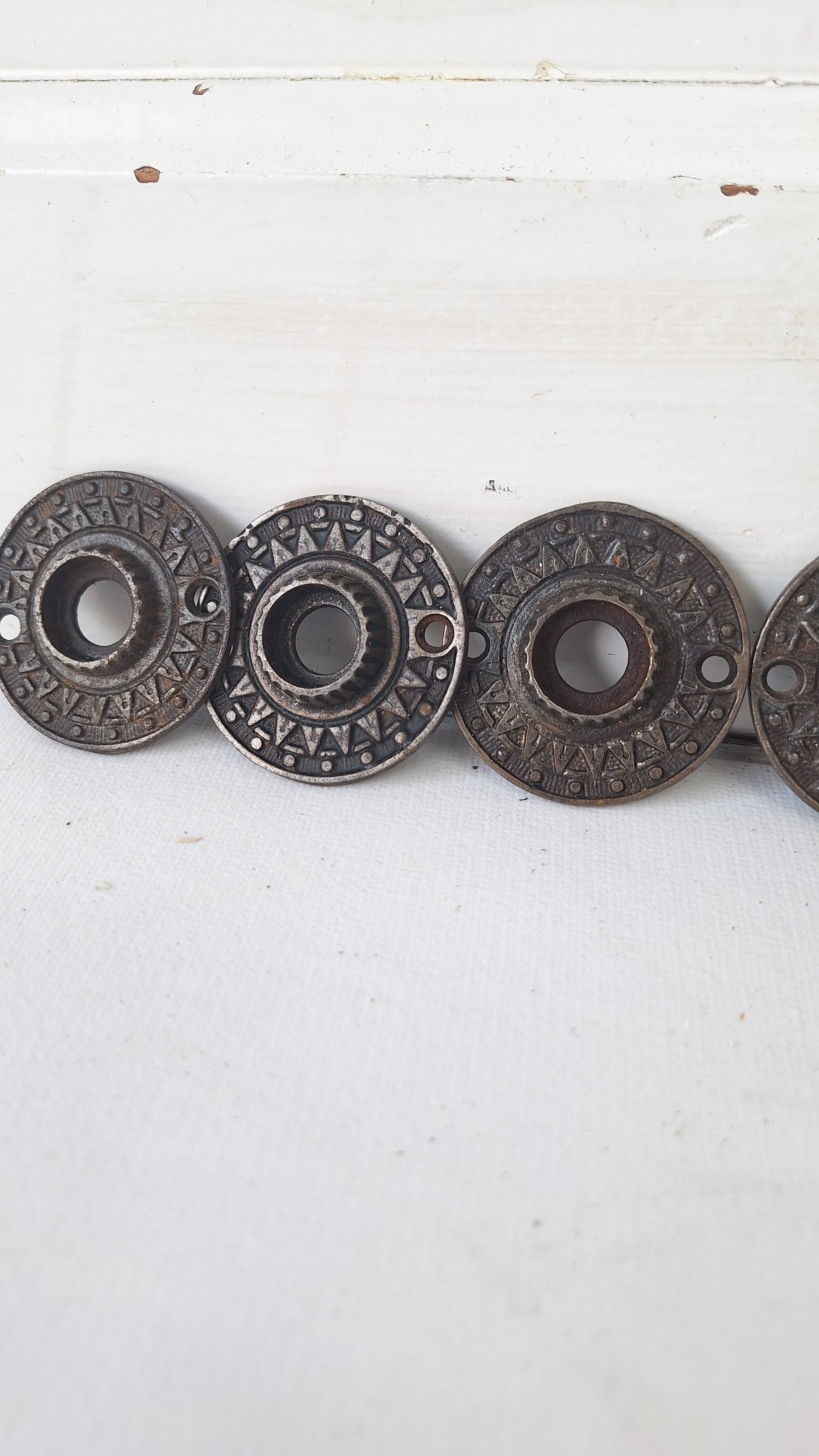 Pair Cast Iron Door Rosettes, Round Door Back Plates, Eastlake Hardwar ...