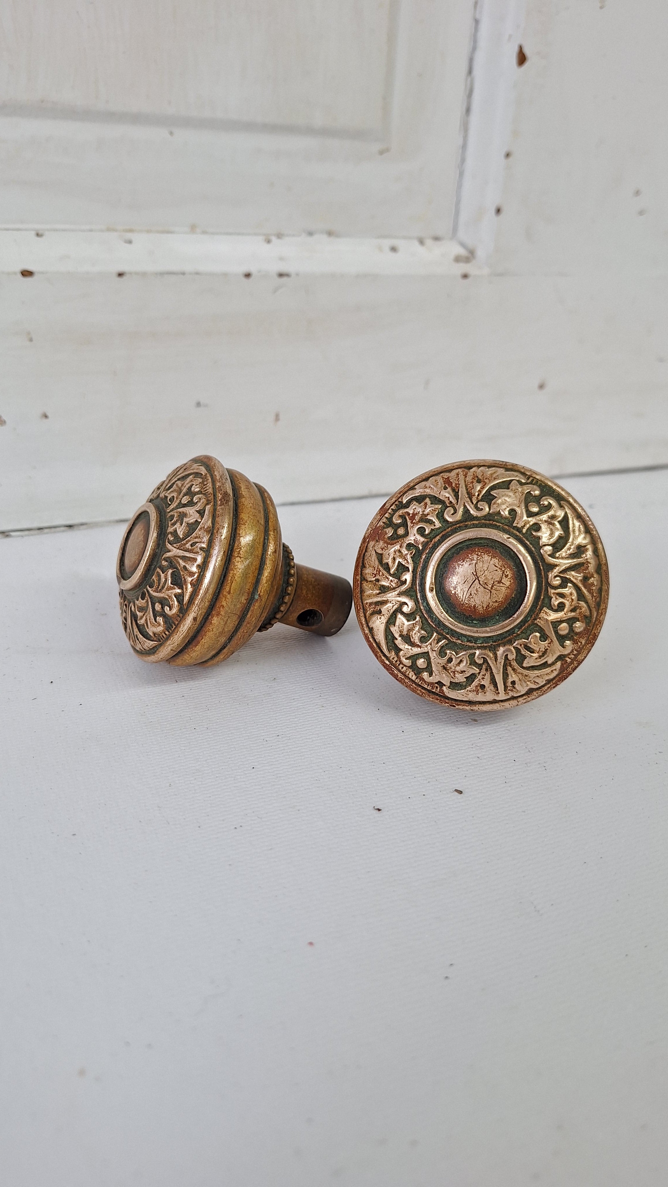 Entry and Passage Size 'Jacobean' Pattern Door Knobs by Corbin, Large ...
